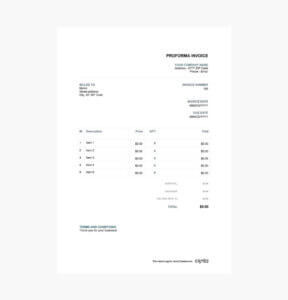Proforma invoice template | Free download for Word | India