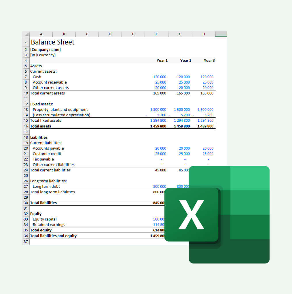 Free Balance Sheet Format Balance Sheet Template Excel Conta