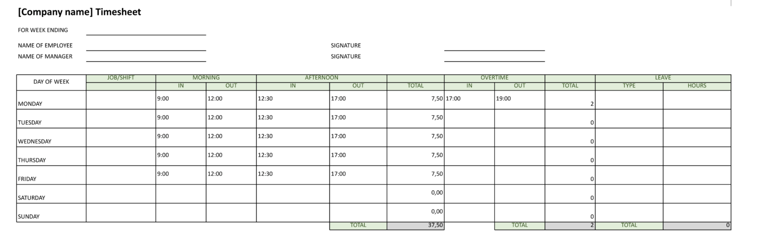 Free timesheet template in Excel | Australia