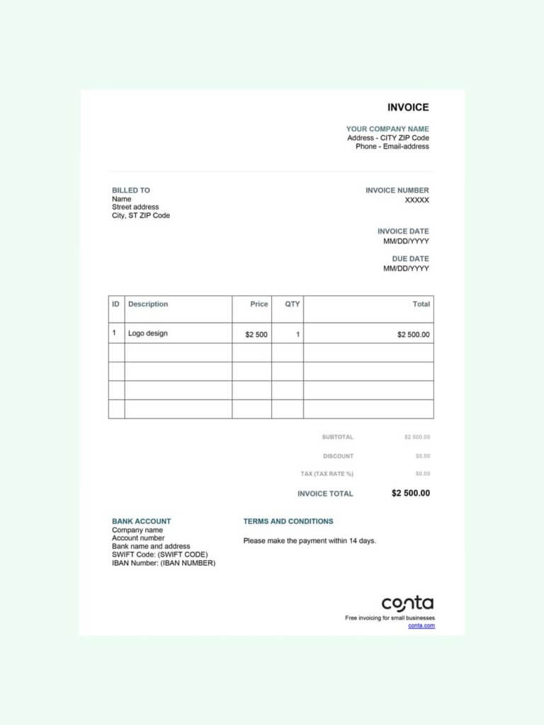 Free tax invoice template | Word Excel PDF template | South Africa