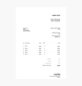 Credit note template | Free credit invoice | World and Excel | Conta