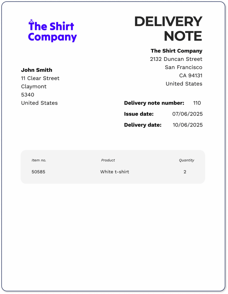 Delivery note template | Free for Word and Excel | South Africa